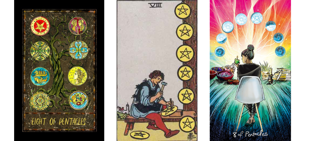 Eight of Pentacles - Tarot Card Meaning - Altar Gods
